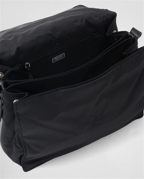 Black Prada Traveller Re Nylon Large Padded Shoulder Bag Prada