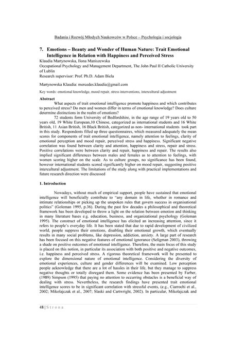 Pdf Trait Emotional Intelligence In Relation With Happiness And