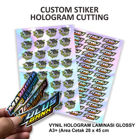 Jual CETAK STIKER VYNIL HOLOGRAM ANTI AIR CUSTOM DESAIN SENDIRI SOUND