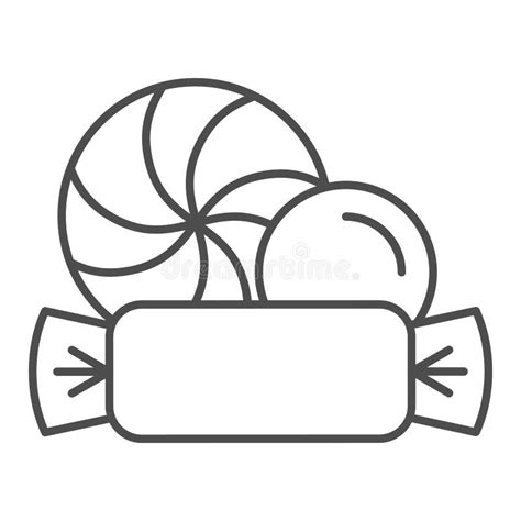 Sweet Candy Line Icon Round Holiday Lollipop Halloween Party Vector