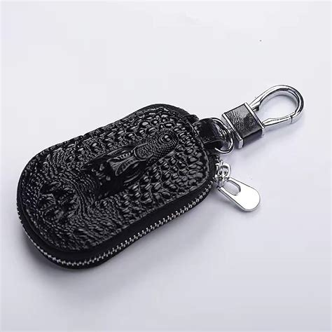 Top Car Key Case TOP Genuine Leather Car Smart Key Chain Keychain Holder Metal Hook And