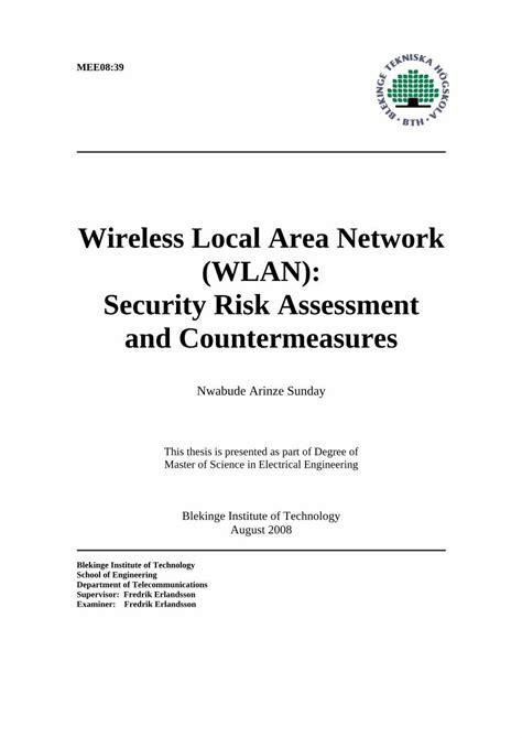 Pdf Wlan Security Risk Assessment And Countermeasures Dokumen Tips
