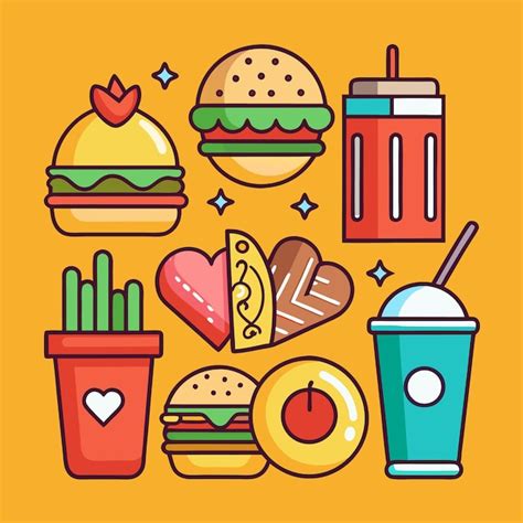 Ilustração de desenhos animados de fast food vetor Premium gerado IA