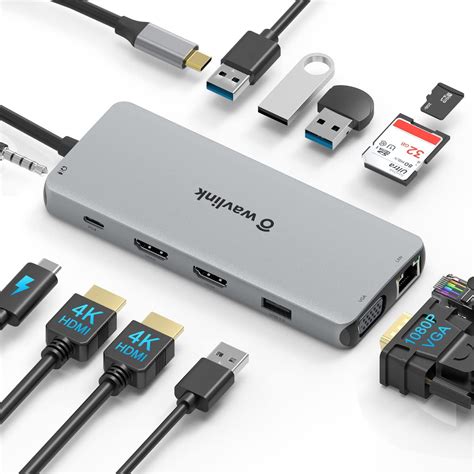 Usb C Docking Station Dual Monitor Hdmi For Dell Hp Wavlink Usb C Hub Multiport Adapter To