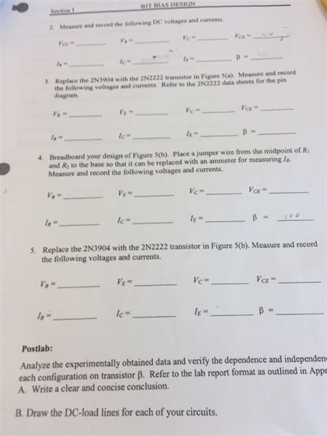 Solved Bjt Bias Design Objective The Objective Of This