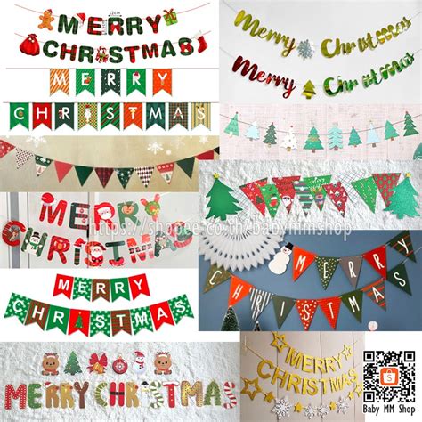 ธงคริสต์มาส ป้ายกระดาษประดับเทศกาลคริสต์มาส แบนเนอร์ Merry Christmas ธงคริสมาส Shopee Thailand