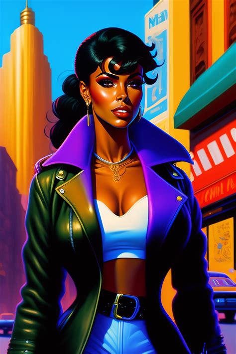 Lexica Female Protagonist In Leather Jacket City Street Artwork By Ralph Bakshi