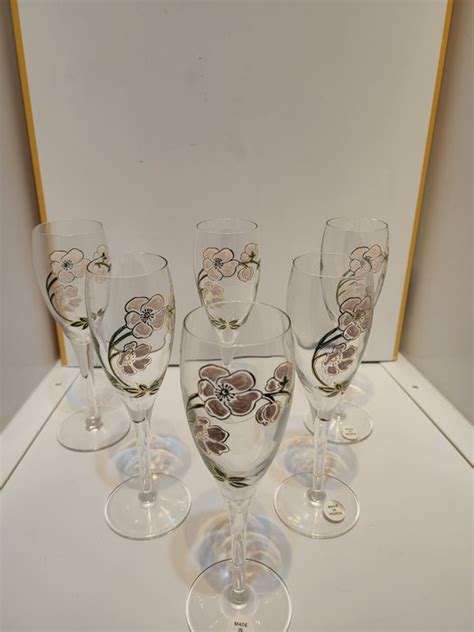 Emile Gallé Perrier Jouët Art Nouveau Champagne Glasses 6 Art