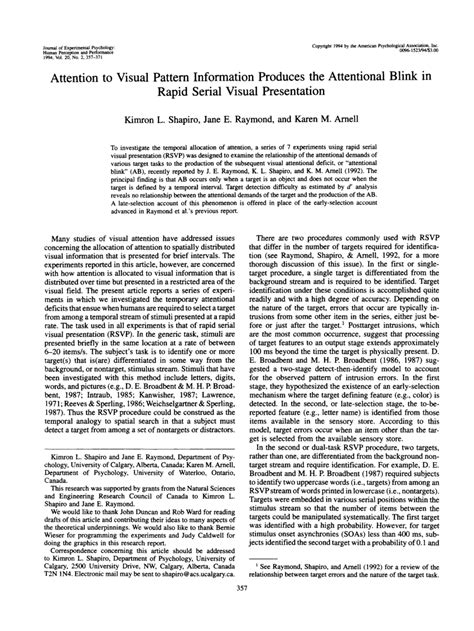 Pdf Attention To Visual Pattern Information Produces The Attentional