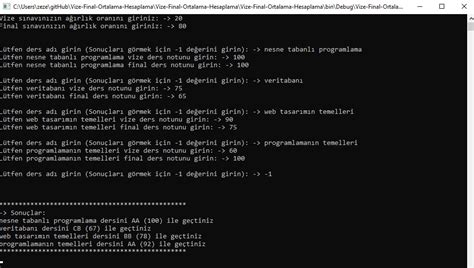 Github Zezeio Vize Final Ortalama Hesaplama C Console Ile Olu Turdu Um Basit Vize Ve Final