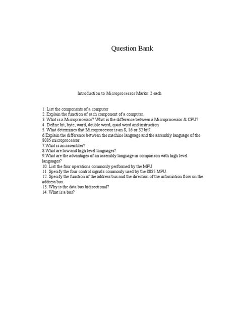 Microprocessor Question Bank Pdf Central Processing Unit