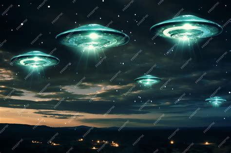Premium Ai Image Ufos Creating Intricate Light Patterns In The Night