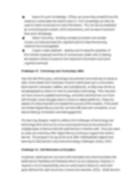 D298 Quality And Impact Of Adult E Learning Solutions Task 1 Addressing