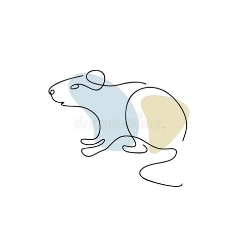 Chinese Zodiac Symbol Mouse Illustration In Line Art Style With Boho