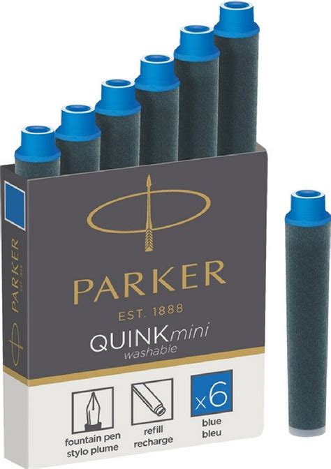 Чернильный картридж PARKER QUINK SHORT 0,5 мл, 6 шт 1950409 (синие ...