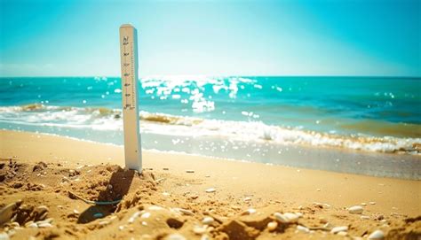 Premium Photo Summer Thermometer On Beach Hot Summer Day