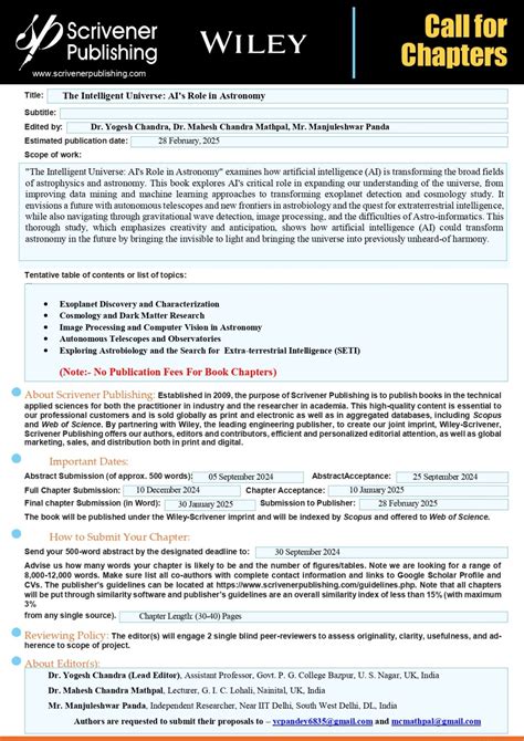 Jagdish Joshi On Linkedin Astronomy Artificialintelligence Ai Research Callforchapters