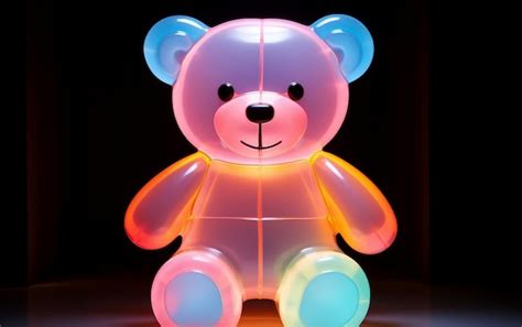 Premium Ai Image Neon Teddy Bear Generative Ai
