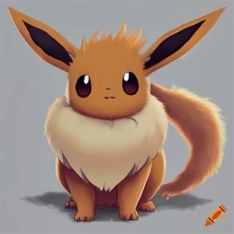 Adorable Chubby Eevee Hugging Its Tail On Craiyon