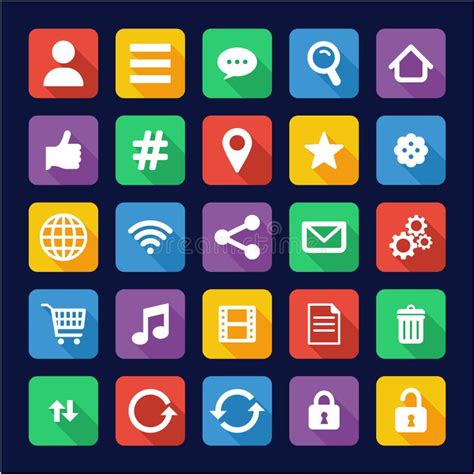 Toolbar Or Menu Icons Flat Design Stock Vector Illustration Of Circle
