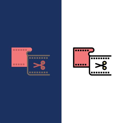 Clip Coupe Modifier Montage Icônes De Film Plat Et Ligne Remplie Icône