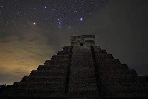 Temple Sunlight Night Sky Stars Atmosphere Pyramid Monument
