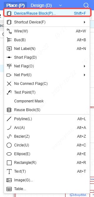 Place Reuse Block Easyeda Pro User Guide