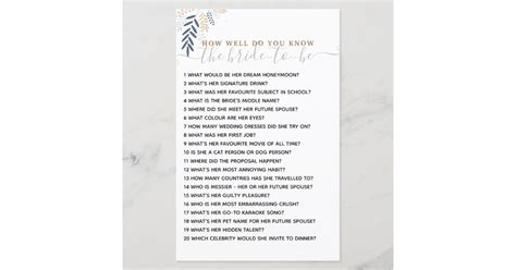 How Well Do You Know The Bride Bridal Shower Game Zazzle
