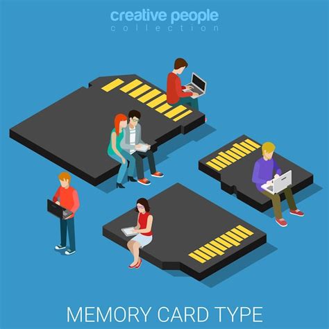 Premium Vector Memory Card Type Size Flat Isometric