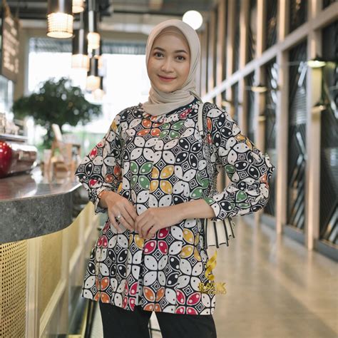 Jual SAFIRA ATASAN BATIK WANITA LENGAN PANJANG BAJU BLOUSE KERJA