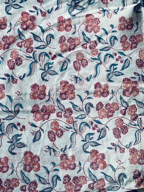 Floral Print Cotton Fabric Block Print Fabric Dress Indian Etsy
