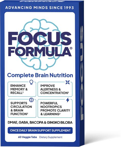 Focus Formula Nootropic Brain Supplement Focus Capsules For Concentration Supports