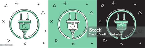 흰색과 녹색 검은 색 배경에 격리 전기 플러그 아이콘을 설정합니다 연결 및 전기의 분리의 개념 벡터 일러스트레이션 가능성에 대한 스톡 벡터 아트 및 기타 이미지 Istock