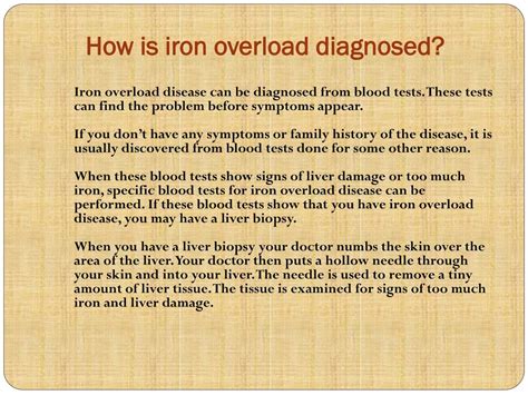 PPT Iron Overload Disorder Causes Symptoms Daignosis Prevention And Treatment PowerPoint