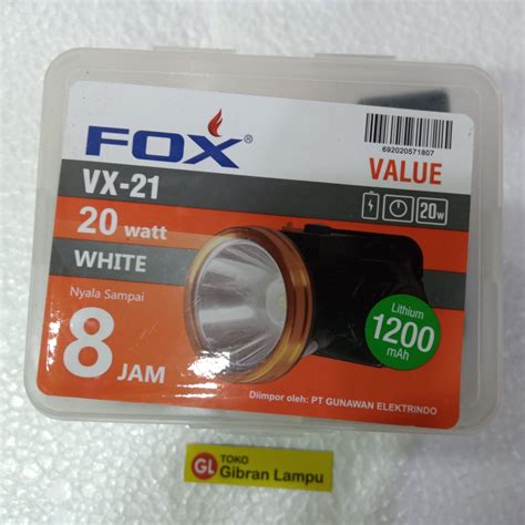 Jual Senter Kepala Fox Head Lamp Led Charger 20 Watt Vx 21 Shopee