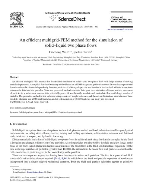 Pdf An Efficient Multigrid Fem Method For The Simulation Of Solid