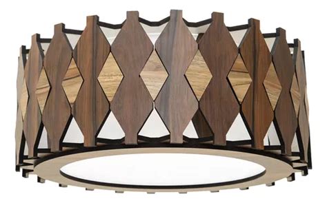 Lustre Decorativo Madeira Plafon Redondo Guarapari Cm Frete Gr Tis