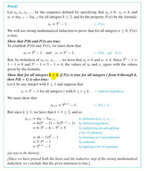 discrete mathematics strong induction choosing values for the ranges