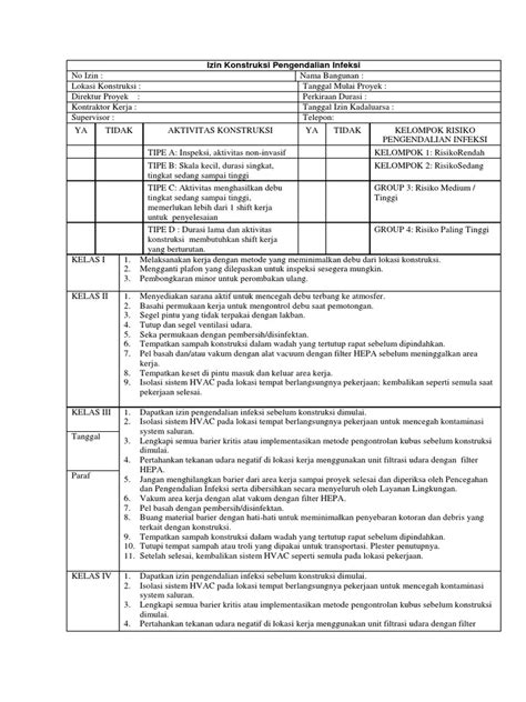 Form Icra Izin Konstruksi Pengendalian Infeksi Pdf