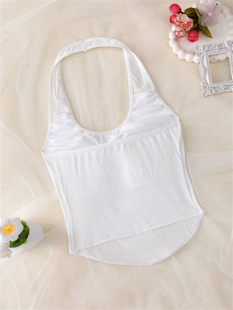 Padded Halter Neck Base Layer Top White For Vacation Shein Usa