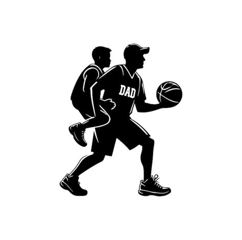 Premium Vector A Father And His Son With A Basketball Vector