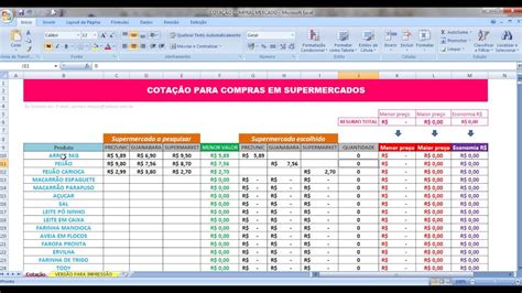 Lista De Compras Supermercado Excel Librain