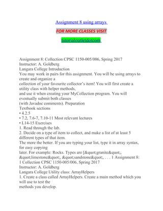 Assignment Using Arrays Tutorialoutlet Pdf