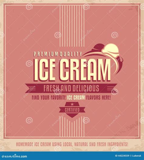 Vintage Ice Cream Promotional Poster Stock Vector Illustration Of
