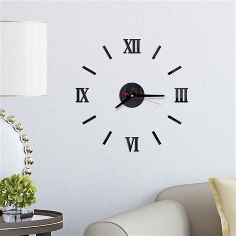 Gold Wall Clock 3d Diy Roman Numbers Acrylic Mirro Grandado