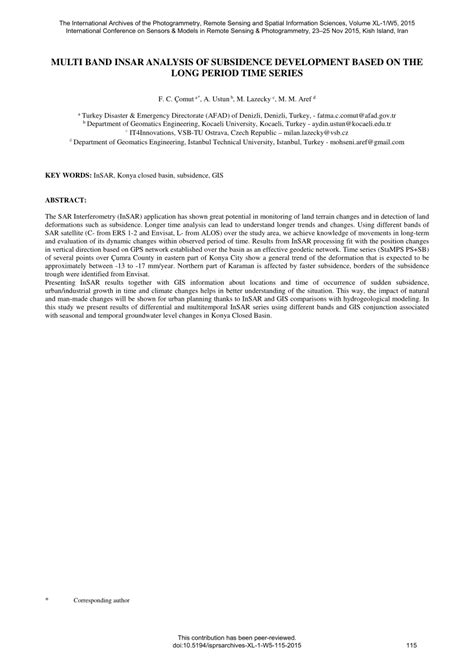 Pdf Multi Band Insar Analysis Of Subsidence Development Based On The Long Period Time Series