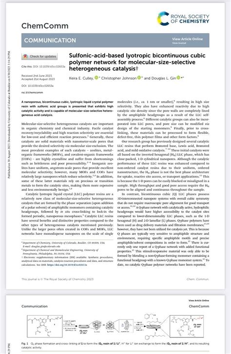 My First Paper As A First Author Was Published This Week In Chemical