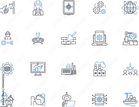 Telecommunications Line Icons Collection Convergence Connectivity