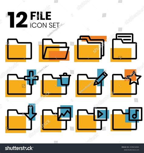12 Sets File Manager Icon Vector Stock Vector Royalty Free 2199232001 Shutterstock
