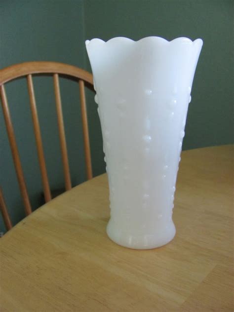 Scallop And Teardrop Milk Glass Vase White Etsy
